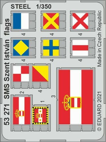 DISCONTINUED Eduard 53271 SMS Szent István flags STEEL TRUMPETER