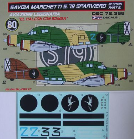 Kora Models Dec72366 Decals SM.79 Sparviero in Spain Vol.5