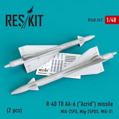 DISCONTINUED RES/KIT 48-0247 R-40 TD AA-6 ("Acrid") missile (2 pcs) MiG-25PD, Mig-25PDS, MiG-31