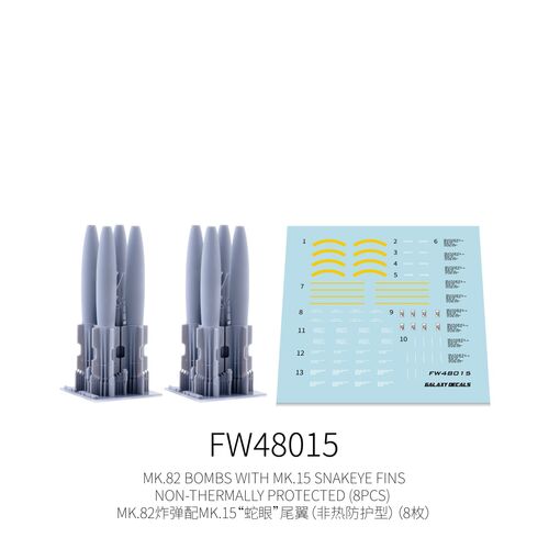 Galaxy-Model FW48015 Mk.82 Bombs With Mk.15 Snakeye Fins Non-Thermally Protected (8pcs)