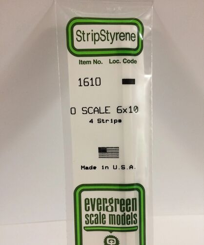 Evergreen 01610 "O" Scale Polystyrene Strip 3,2 x 5,3 mm (6 x 10) (35 cm) (1 pc)