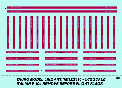 TAURO MODEL 32-2110 Italian F-104 Remove Before Flight Flags