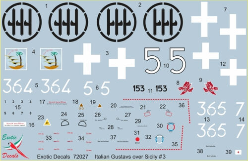Exotic Decals 72027 Italian Gustavs over Sicily #3 - Bf-109 G in Regia Aeronautica (Part 3)