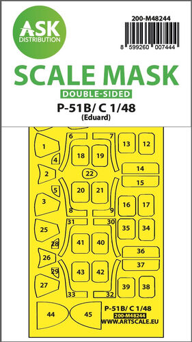 Art Scale Kit M48244 P-51B/C Mustang Double-Sided Express Fit Mask (For Eduard)