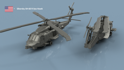 L'Arsenal 2.0 3D350364DEP Sikorsky MH-60 R Sea Hawk folded blades - 3D printing (4 helicopters)