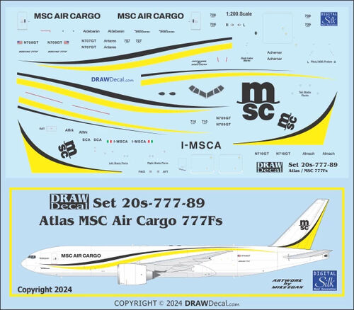 Draw Decal 20-777-89 Boeing 777F - Atlas Air MSC Air Cargo