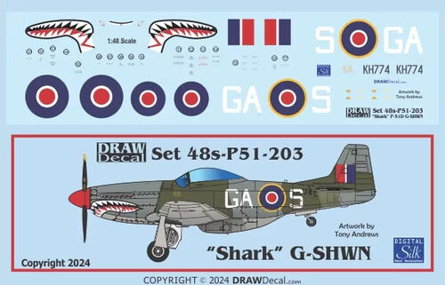Draw Decal 48-P51-203 North American P-51 D - "Shark" (G-SHWN)