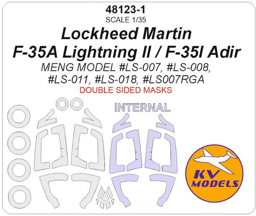 KV Models 48123-1 Lockheed Martin F-35A Lightning II / F-35I Adir (Double-Sided) And Wheels Masks