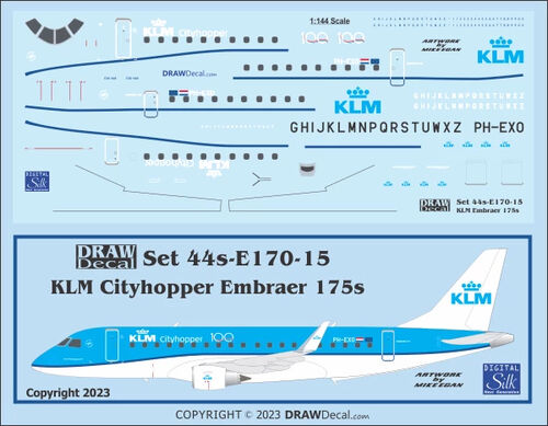 Draw Decal 44-E170-15 Embraer 175 - KLM Cityhopper