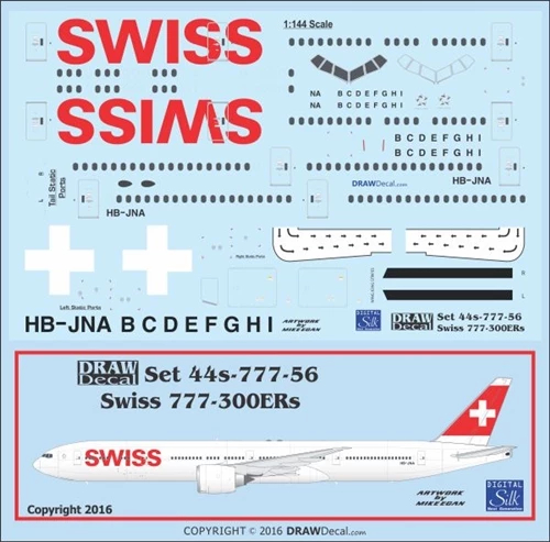 Draw Decal 44-777-56 Boeing 777-300ER - Swiss Air