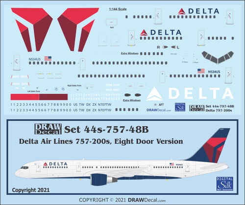 Draw Decal 44-757-48B Boeing 757-200 - Delta Air Lines (Eight Door Version)