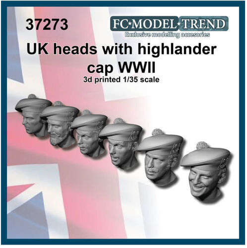 FC ModelTrend 37273 British WWII Soldier Heads with Highlander Cap (3D-printed)