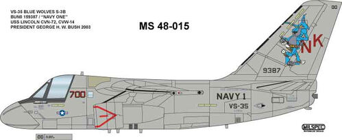 Milspec 48015 Lockheed S-3B Viking - VS-35 Blue Wolves (2003) 'Navy One'