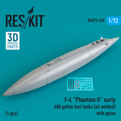 RES/KIT U72-0240 F-4 'Phantom II' Early 600 Gallon Fuel Tanks (All Welded) With Pylon (1 pc)