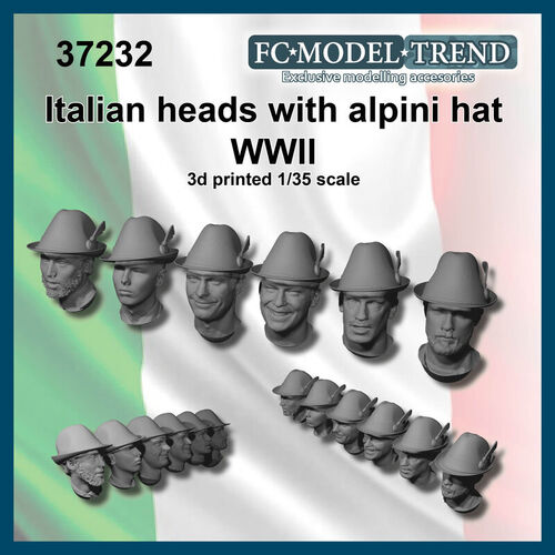 FC ModelTrend 37232 Italian Heads With Alpini Hat WWII