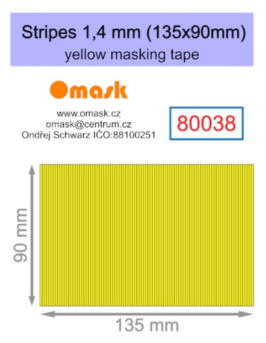 Omask 80038 Stripes 1,4 mm (135 x 90 mm) Yellow Masking tape