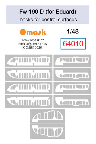 Omask 64010 Focke-Wulf Fw-190 D Masks for Control Surfaces (for Eduard kits)
