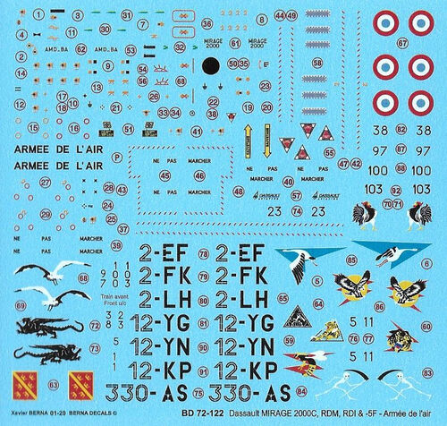 Berna Decals 72122 Dassault Mirage 2000 C (7 schemes)