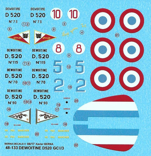 Berna Decals 48133 Dewoitine D.520 GC I/3 Decals
