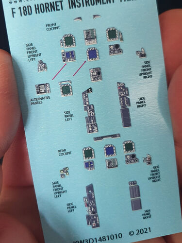 Kits World 3D1481010 McDonnell Douglas F/A 18D Hornet (screens off) 3D Full colour Instrument Panels (for Hasegawa, Bobby Boss and Monogram kits)