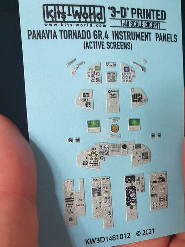 Kits World 3D1481012 Panavia Tornado GR.4 (screens on) 3D Full colour Instrument Panels (for Italeri and Revell kits)