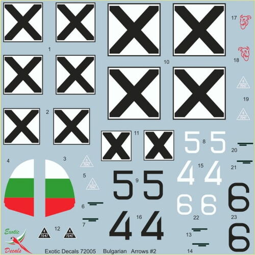Exotic Decals 72005 Bulgarian Arrows #2 Bf 109 E-3a in Bulgarian service