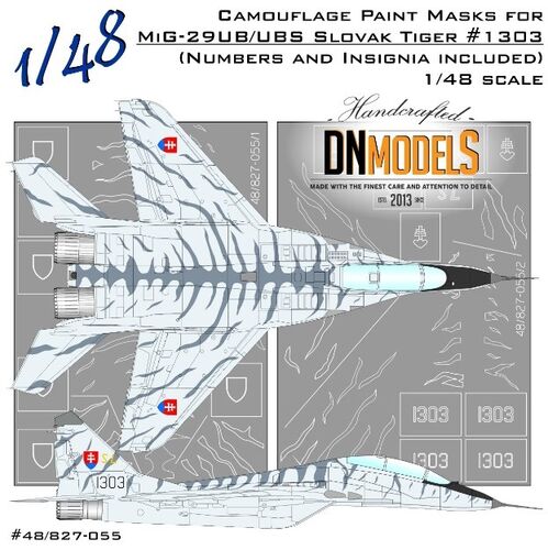 DN Models 48-827-055 Slovak Tiger Camo MiG-29UB/UBS Fulcrum-B Paint Mask Set