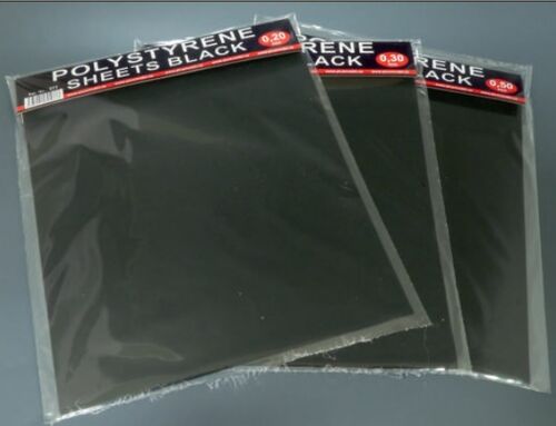 Plus Model 577 Polystyrene sheet black big 220 x 190 mm (0,2 mm)