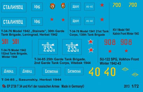 Peddinghaus-Decals 2738 T34 And KV 1 Of The Russian Army