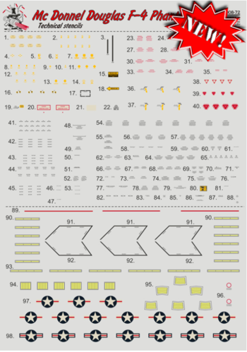 Print Scale 0008-72 F-4 Phantom Technical stencils LIMITED EDITION