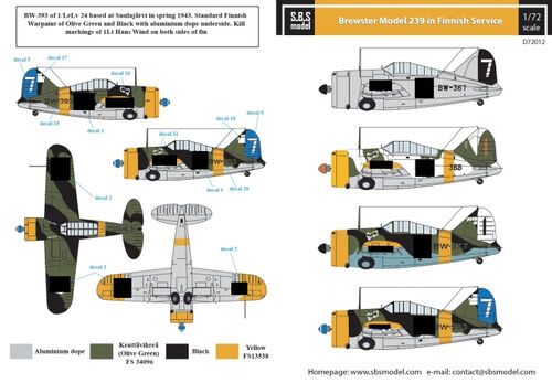 SBS Model D72012 Brewster B-239 Finnish Air Force WW II