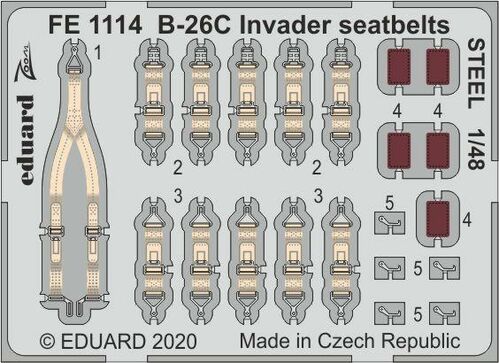 Eduard FE1114 B-26C Invader seatbelts STEEL ICM
