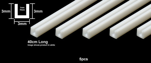 Tamiya 70207 Plastic Beams 3mm U-Shaped - Clear, 5pcs
