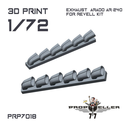 77propeller 7018 Arado Ar-240 - 3D-Printed Exhaust Variant 2 (for Revell Kits)
