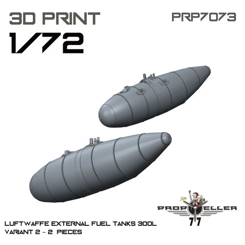 77propeller 7073 Luftwaffe External Fuel Tanks 300l Variant 2 (2 pcs / 3D-Printed)
