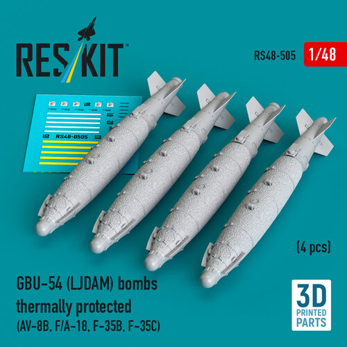 RES/KIT 48-0505 GBU-54 (LJDAM) Bombs Thermally Protected (4pcs) (AV-8B, F/A-18, F-35B, F-35C) (3D Printed)
