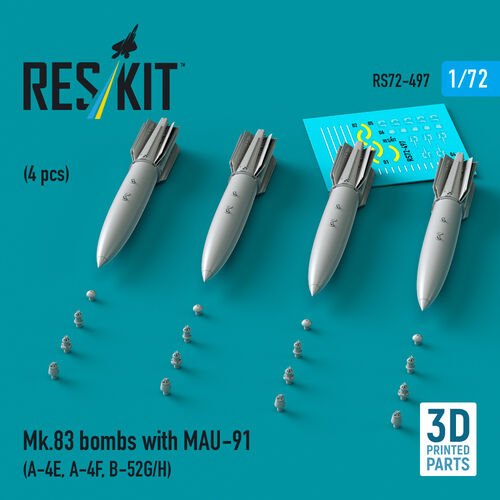RES/KIT 72-0497 Mk.83 Bombs With MAU-91 (4pcs) (A-4E, A-4F, B-52G/H) (3D Printed)