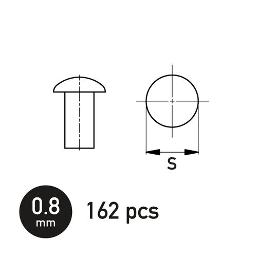 GasHans NB12006 Flat Spherical Rivet 0.8 mm