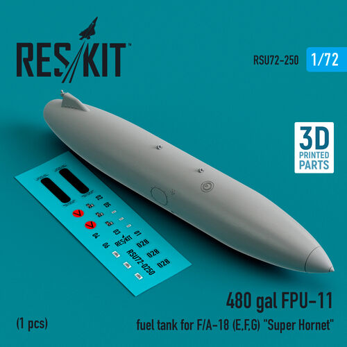 RES/KIT U72-0250 480 Gallon FPU-11 Fuel Tank For F/A-18 (E, F, G) 'Super Hornet' (1pc) (3D Printed)