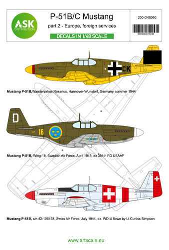 Art Scale Kit D48060 North American P-51 B Mustang Part 2 - Over Europe in Foreign Service