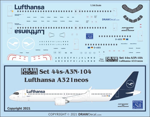 Draw Decal 44-A3N-104 Airbus A321neo - Lufthansa