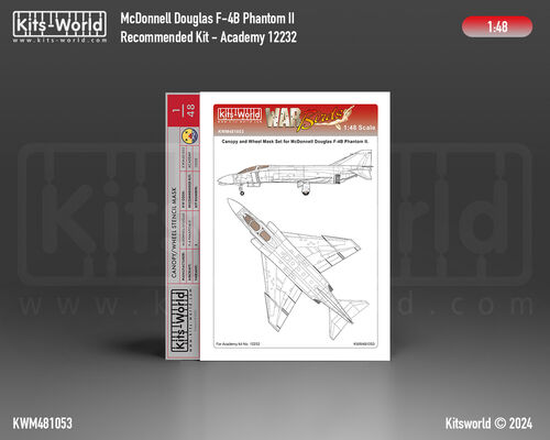 Kits World M481053 Mcdonnell Douglas F-4B Phantom II - Wheels and Canopy Frame Paint Mask Outside Only (for Academy 12232 Kit)