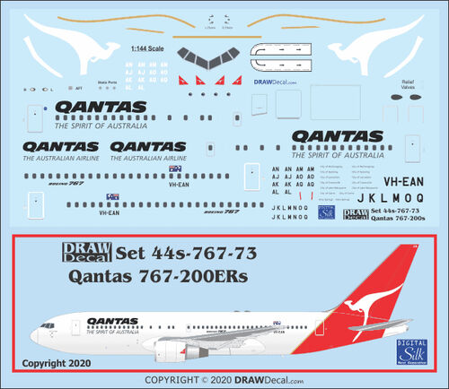 Draw Decal 44-767-73 Boeing 767-200ER - Qantas