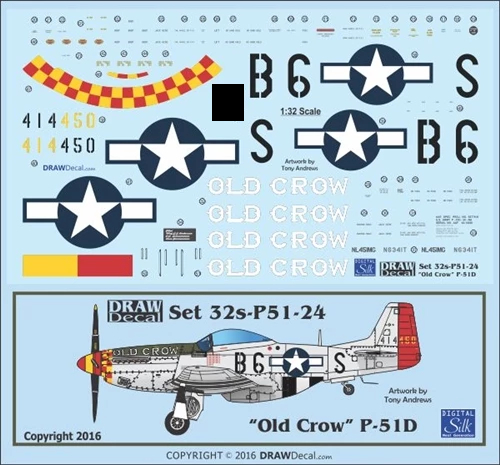 Draw Decal 32-P51-24 North American P-51 D - "Old Crow" Gathering of Mustangs and Legends