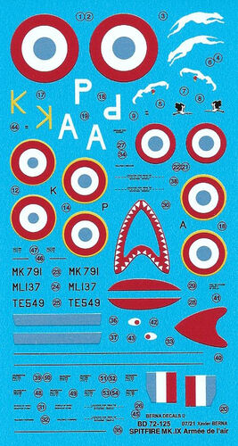 Berna Decals 72125 Supermarine Spitfire LF Mk.IX - French in Indochina (3 schemes)