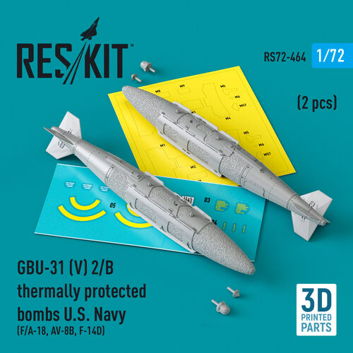 RES/KIT 72-0464 GBU-31 (V) 2/B Thermally Protected Bombs U.S. Navy (2pcs) (F/A-18, AV-8B, F-14D) (3D Printed)