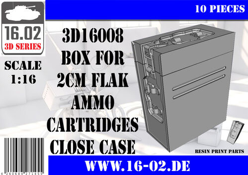 Custom scale 3D16008 Box For 2cm Flak Ammo Cartridges Close Case
