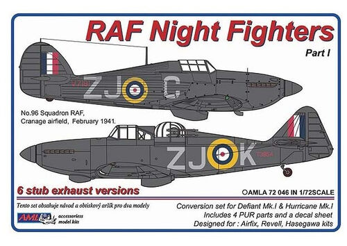 AML A72046 RAF Night Fighters Part I - Hurricane Mk.I & Defiant Mk.I Conversion Set (for Airfix, Revell and Hasegawa kits)