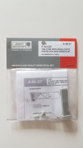 AWC-MODEL A48-27 Genral Dynamics F-16 C/D Block 30/50 - Tailcone with Drag Chute (for Tamiya Kit)