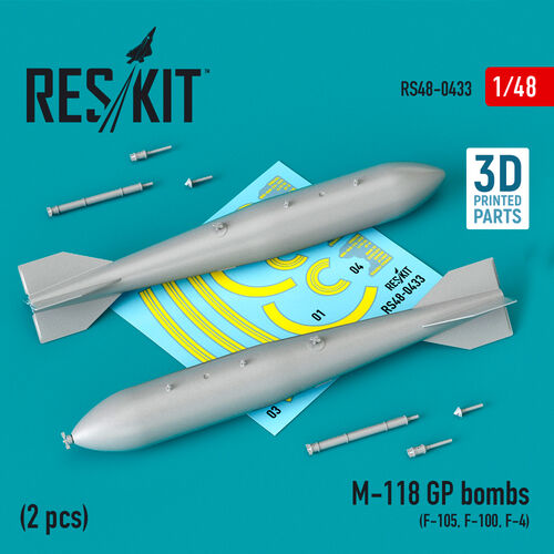 DISCONTINUED RES/KIT 48-0433 M-118 GP Bombs (2 pcs) (F-105, F-100, F-4)